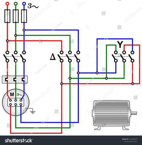 Stardelta Connection Three Phase Induction Motor Vector De Stock Libre De Regalías 1611893275