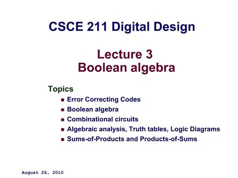 Ppt Lecture 3 Boolean Algebra Powerpoint Presentation Free Download
