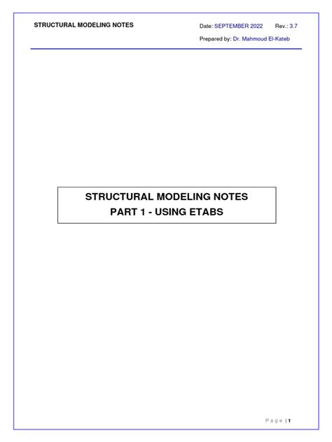 Etabs Modeling Procedure Pdf Youngs Modulus Beam Structure