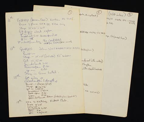 Lot Detail Sex Pistols Original Never Mind The Bans Tour Handwritten Itinerary By Roadent