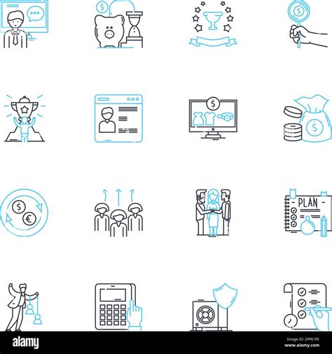 Industrial Sector Linear Icons Set Manufacturing Construction