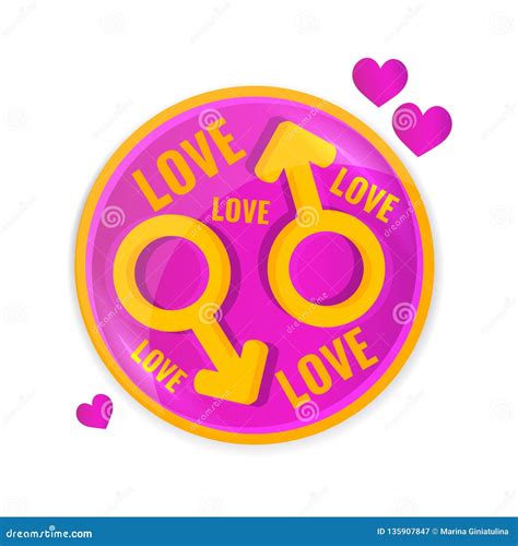 Love Concept Circle Lable With Symbols Of Different Sex Stock Vector Illustration Of Banner