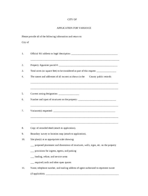 Application For Variance Doc Template Pdffiller