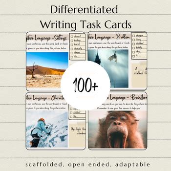 Differentiated Writing Prompt Task Cards Pictures Descriptive Writing
