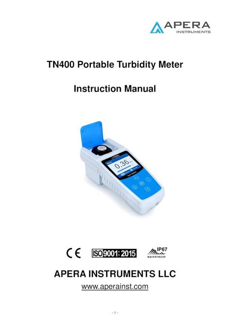 Pdf Tn400 Portable Turbidity Meter Instruction Manual · The Tn400 Turbidity Meter Kit Has A
