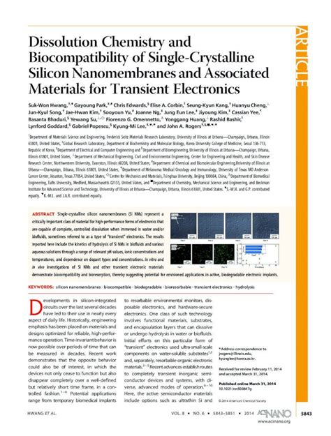 PDF Dissolution Chemistry And ARTICLE Biocompatibility Of Rogersgroup Northwestern Edu