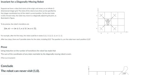 Solved Invariant For A Diagonally Moving Robot Suppose We