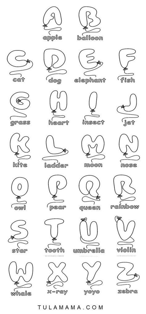 Fun Printable Letter Balloons Coloring Pages For Preschoolers Abc