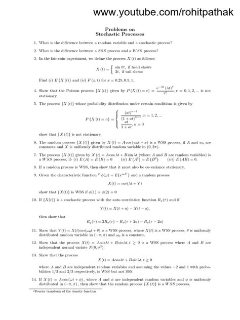 Problems On Stochastic Processes Pdf Stochastic Process
