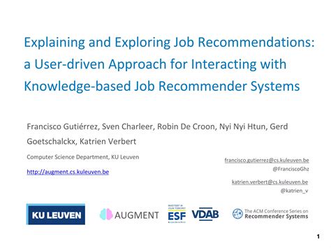 Explaining And Exploring Job Recommendations A User Driven Approach