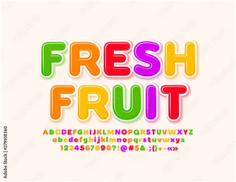 Vector Trendy Logo Fresh Fruit With Colorful Alphabet Bright Modern