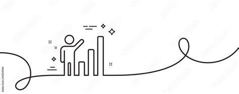 Graph Line Icon Continuous One Line With Curl Column Chart Sign