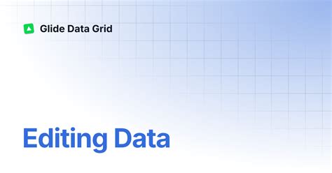 Editing Data Glide Data Grid