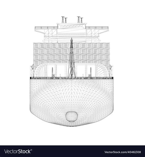 Large Ship Wireframe With Containers From Black Vector Image