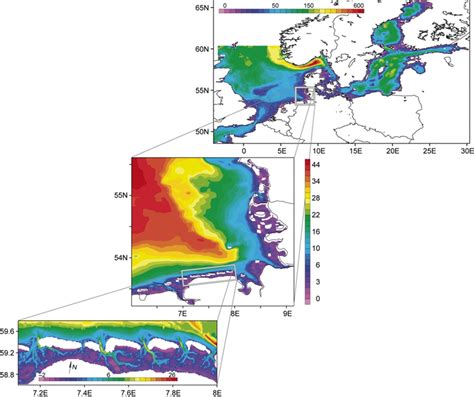nested grid model domains for the north sea top pattern german bight