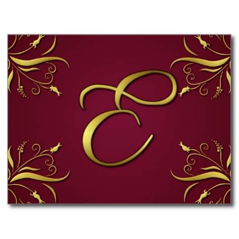 Gold And Ruby Monogram E Postcards