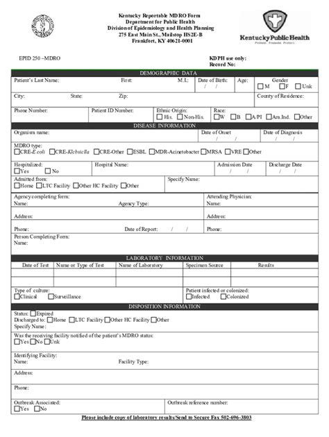 Fillable Online Kentucky 2023 Reportable Mdro Form For Public Health