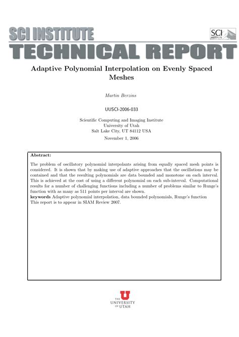 pdf adaptive polynomial interpolation on evenly spaced meshes