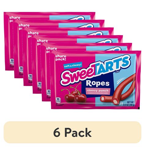 6 Pack Sweetarts Ropes Candy Cherry Punch Soft And Chewy 35 Oz