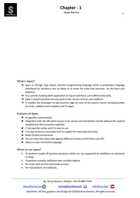 Apex Basics Its Basic Knowledge Of Apex Chapter 1 Apex