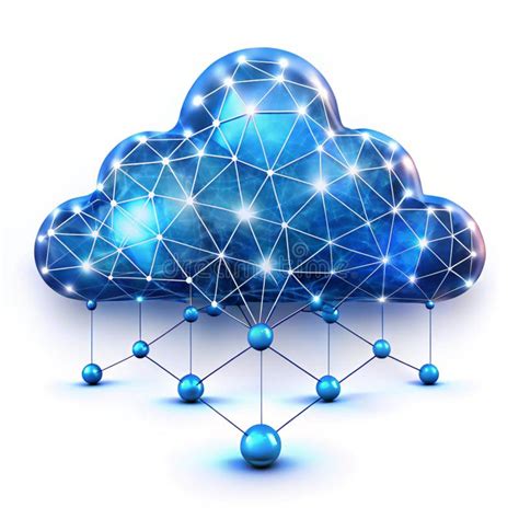 Futuristic Cloud Computing Network Isolated On White Background Stock