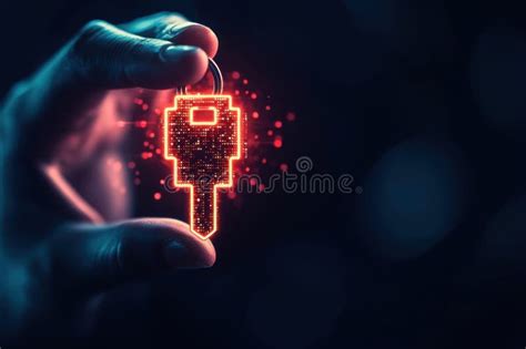 Futuristic Digital Key With Glowing Cybersecurity Concept Stock Illustration Illustration Of