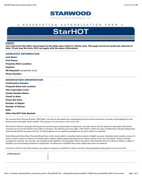 Marriott Explore Rate Authorization Form 2025 Jesse C Macqueen