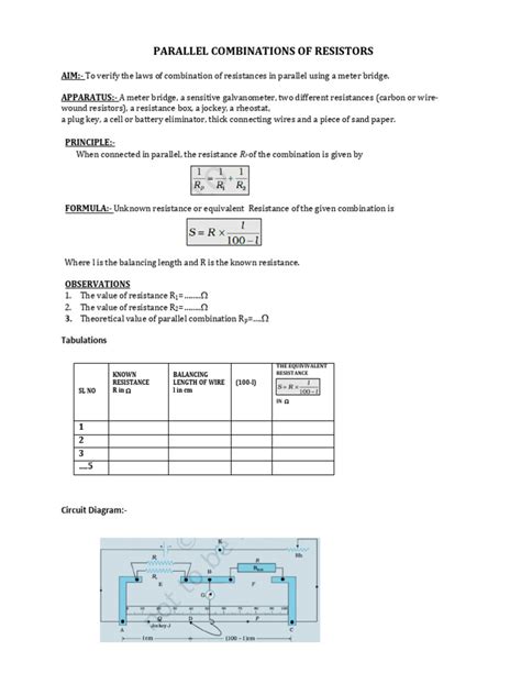 Parallel Combination Of Resistors Pdf