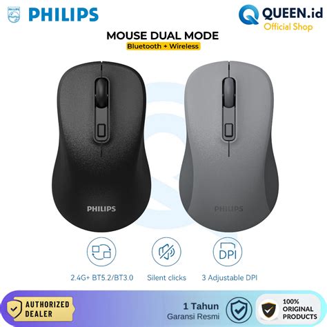 Jual Philips Wireless Mouse Dual Mode Usb Dongle 2 4g Bluetooth Silent Click 1600dpi Spk7538