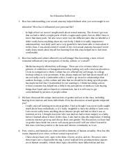 Sex Education Reflection Docx Sex Education Reflection How Has Understanding Your Sexual