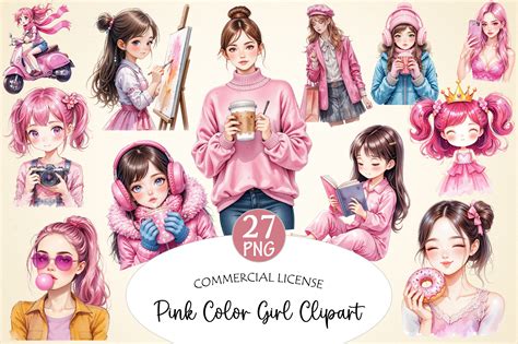 Pink Color Girl Clipart Bundle Graphic By Artisticvisions · Creative