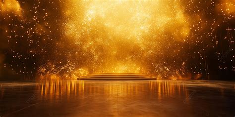 어두운 대기 설정 조명 효과의 조명된 스포트라이트와 계단을 갖춘 극적인 황금 무대 황금 무대 조명 무대 극적인 조명 배경 일러스트 및 사진 무료 다운로드 Pngtree