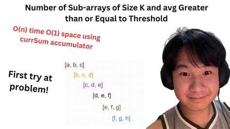 First Try Solution On O1 Num Of Sub Arrays Of Size K And Avg