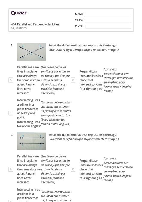 50 Parallel And Perpendicular Lines Worksheets For 6th Grade On Quizizz Free Printable