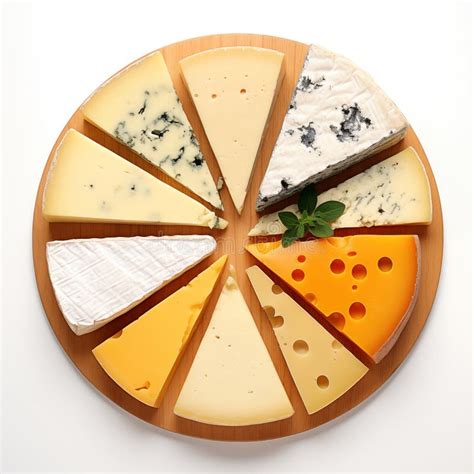 Assorted Cheese Slices On Wooden Platter Stock Illustration