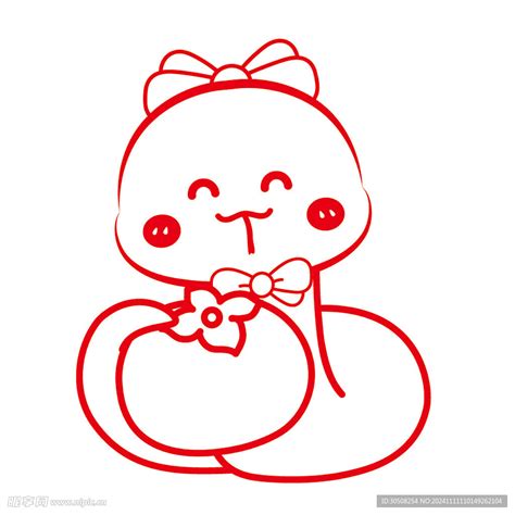 蛇卡通插画抱柿子设计图 其他 动漫动画 设计图库 昵图网