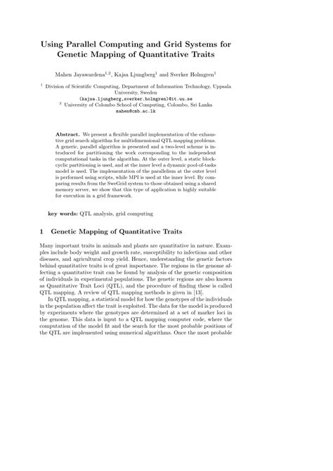 Pdf Using Parallel Computing And Grid Systems For Genetic Mapping Of