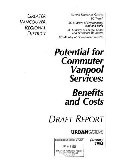 Commuter Vanpool Services Benefits And Costs Pdf Natural Environment