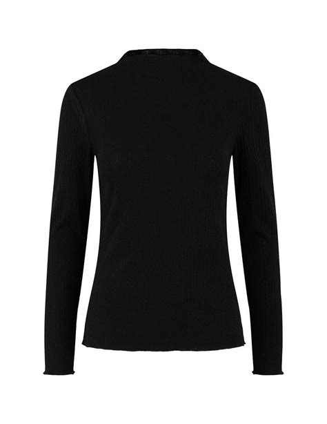Camiseta Manga Larga Pieces Pcesmeralda Negro M Poleras Manga Larga Mujer Camisa Negra De