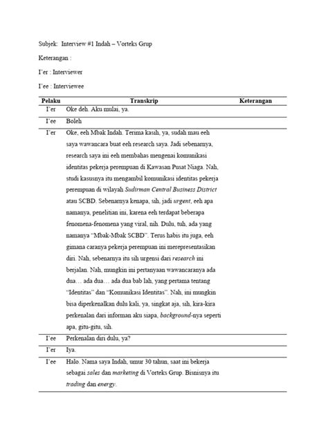 Contoh Transkrip Interview Pdf
