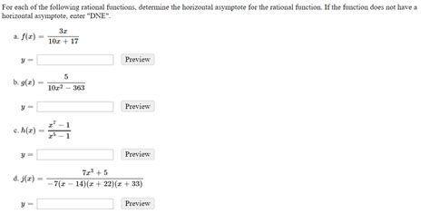 Solved For Each Of The Following Rational Functions Chegg