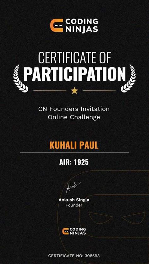 codingninjas participation kuhali paul