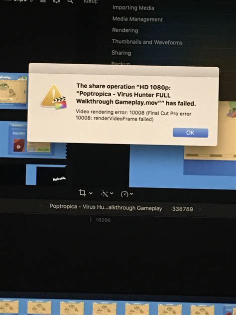 i keep getting a video rendering error 10008 r finalcutpro