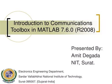 Ppt Introduction To Communications Toolbox In Matlab 760 R2008