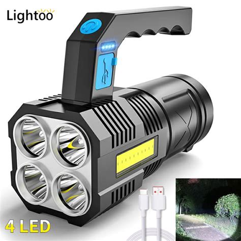 Portable Led Flashlight Rechargeable Waterproof Torchlight Powerful Rechargeable Handheld