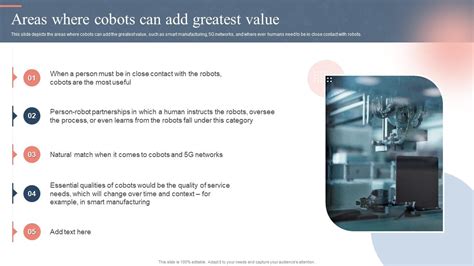 Areas Where Cobots Can Add Greatest Value Ppt Powerpoint Presentation Professional Icons Ppt