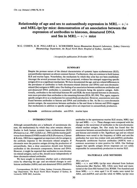 Pdf Relationship Of Age And Sex To Autoantibody Expression In Mrl