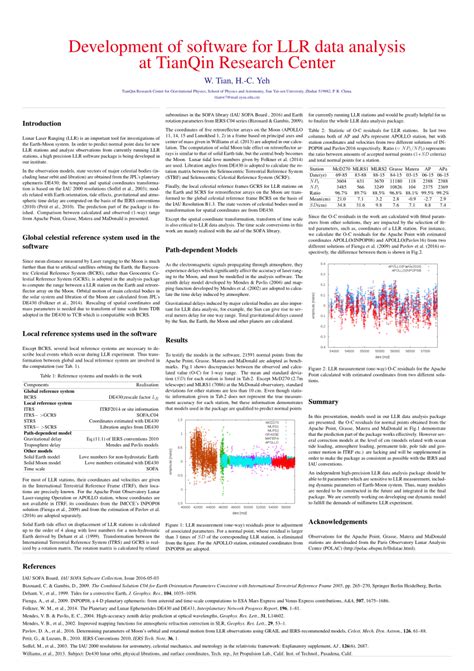 pdf development of software for llr data analysis at tianqin research