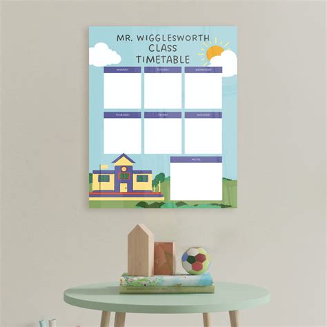 Personalised Schoolhouse Acrylic Weekly Class Timetable Givi Ts