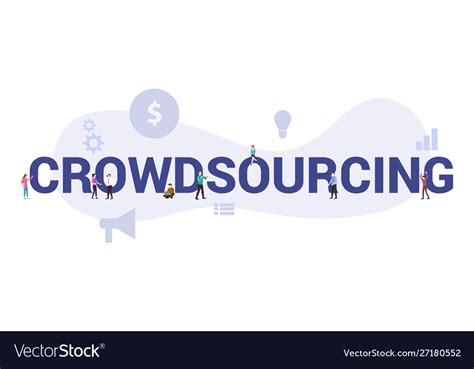 Crowdsourcing Concept With Big Word Or Text Vector Image